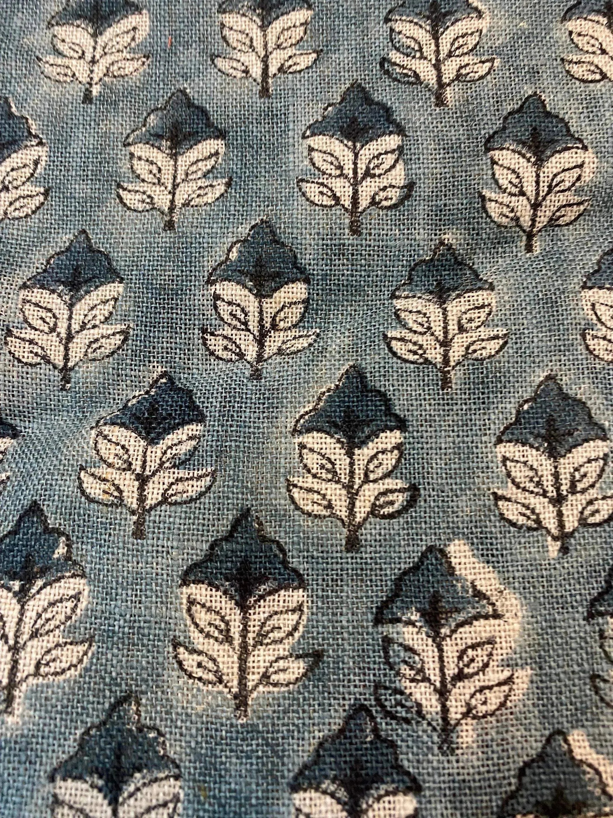 Buy Block Printed Linen Fabric by the Yard | Rohiyaan